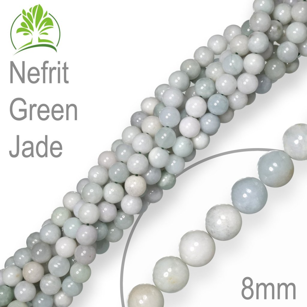 Korálky z minerálů Nefrit Green Jade přírodní polodrahokam. Velikost pr ...