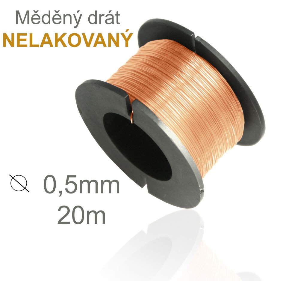 Drátek měděný 0,5mm v délce 20m NELAKOVANÝ vhodný na pájení cínování. | Koralek-obchod.cz ...